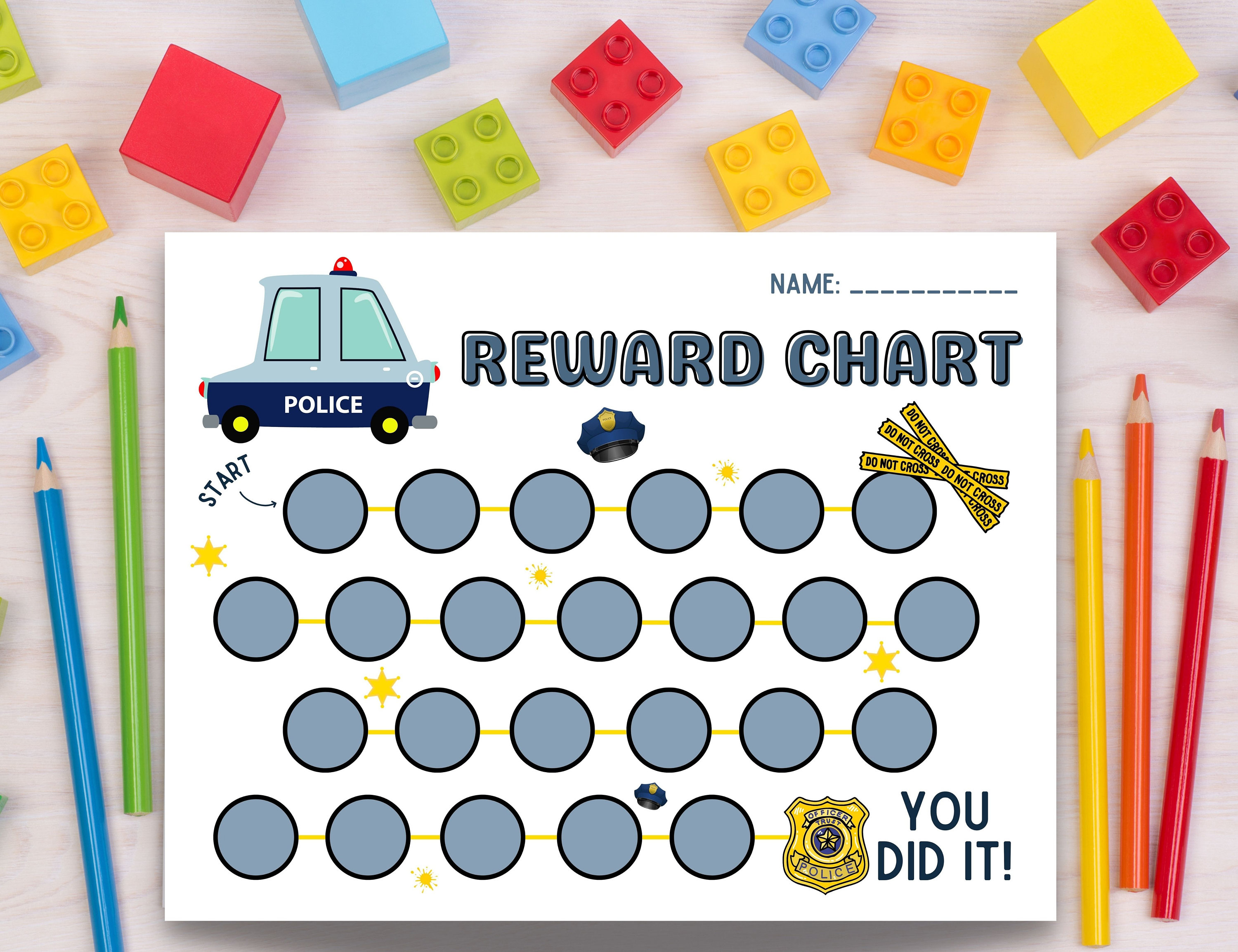 Police Officer Kids Reward Chart | Police Car Award Chart | Behavior ...