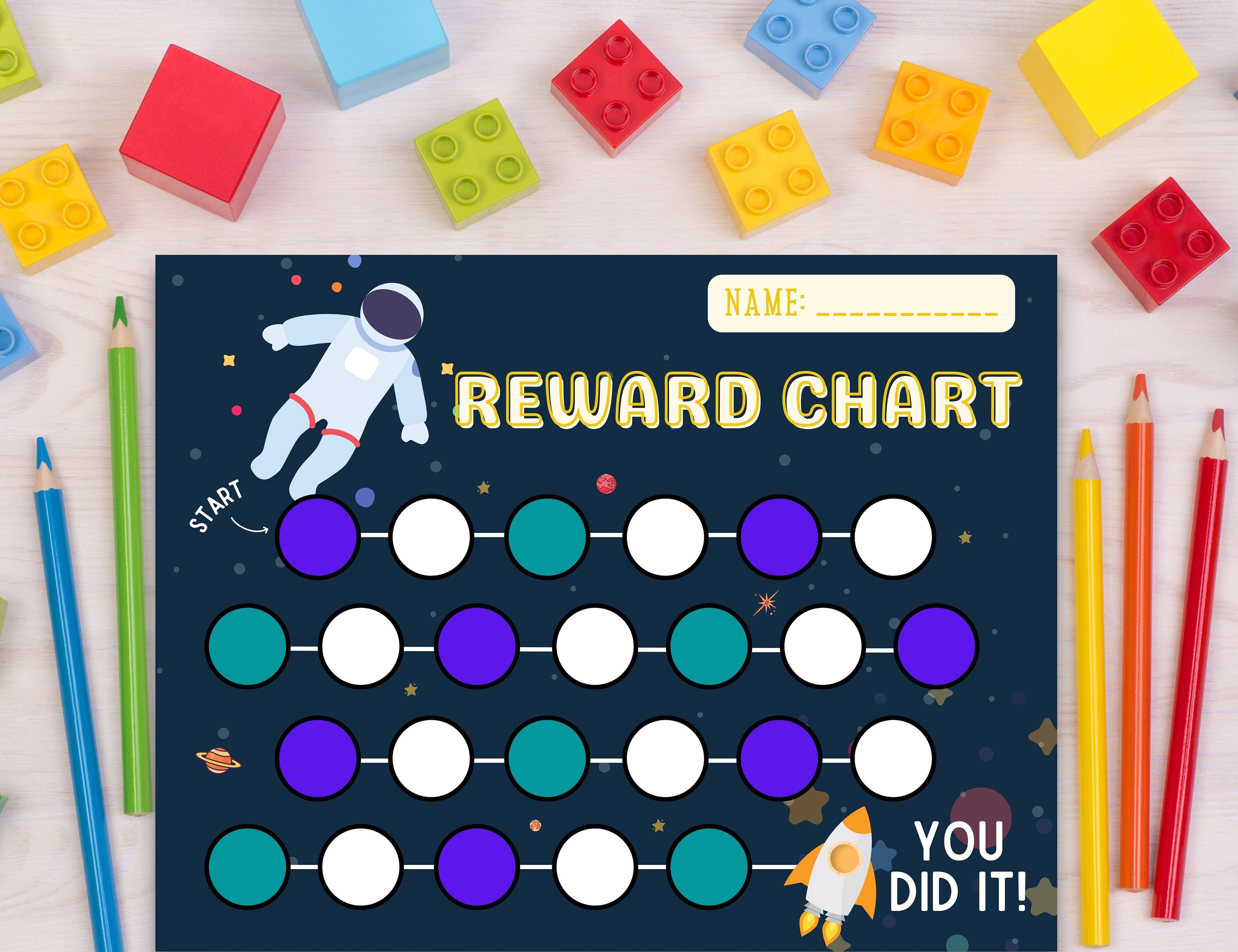Space Reward Chart Astronaut Kids Award Chart Behaviour Chart Sticker ...