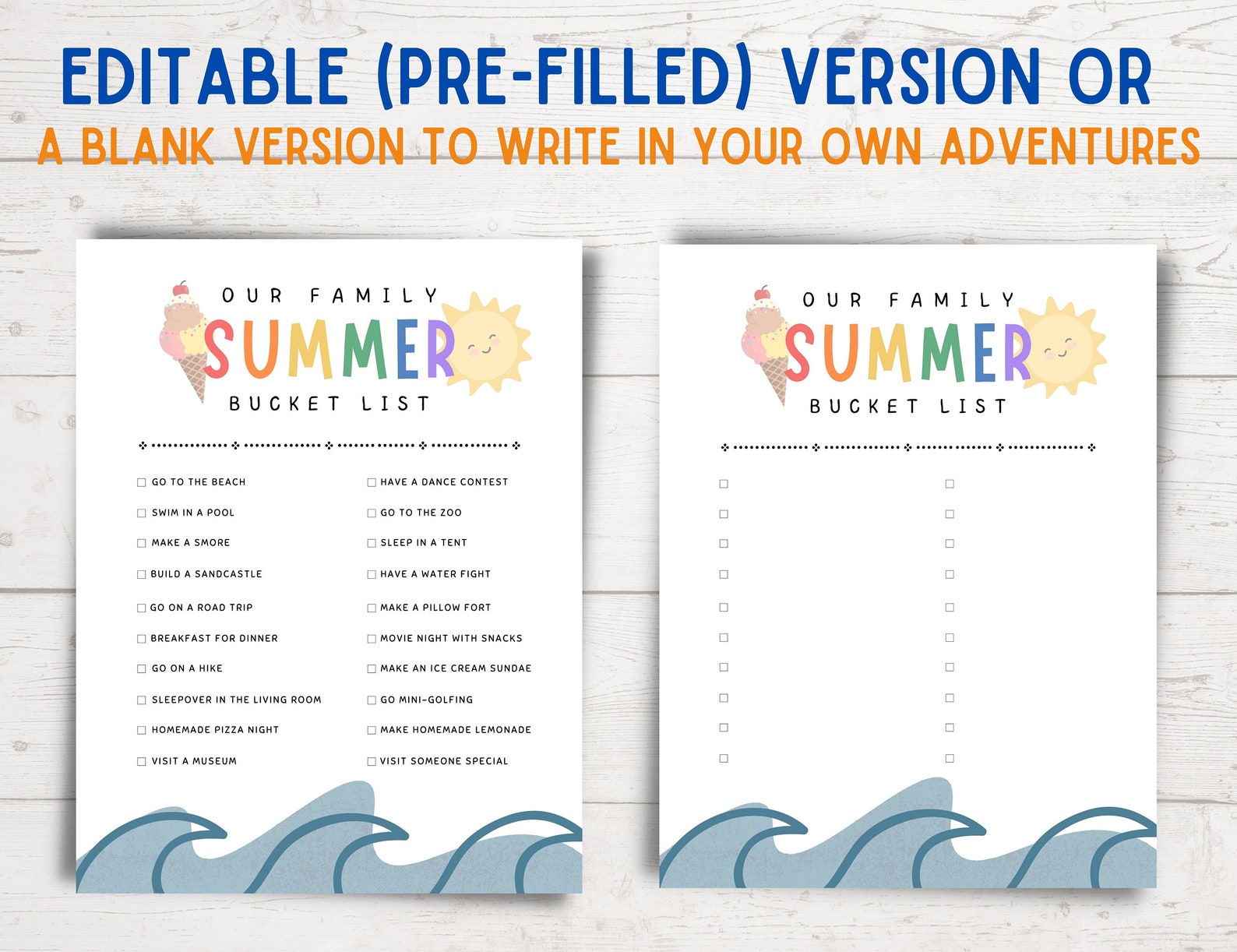 Printable Summer Bucket List | Family Summer Bucketlist | Editable ...