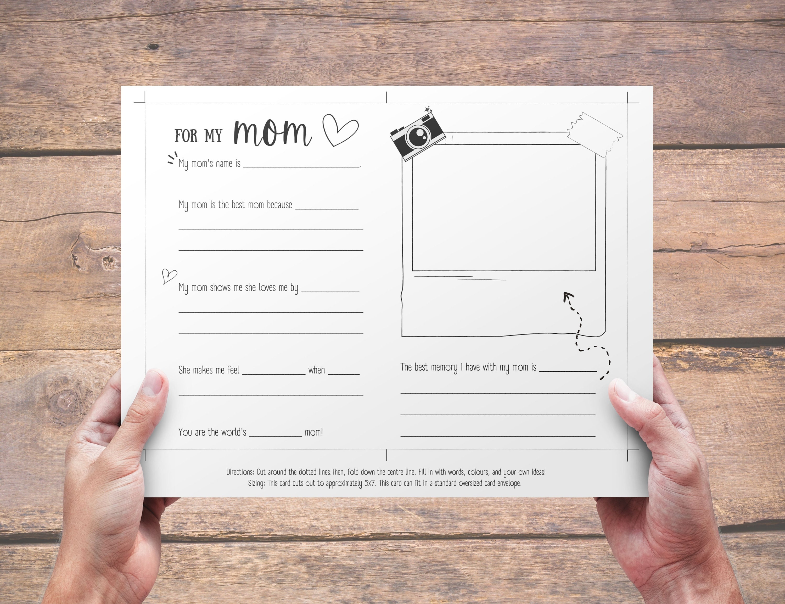 Mother's Day Printable Colourable Card for Mom Fill in the Blank Card ...