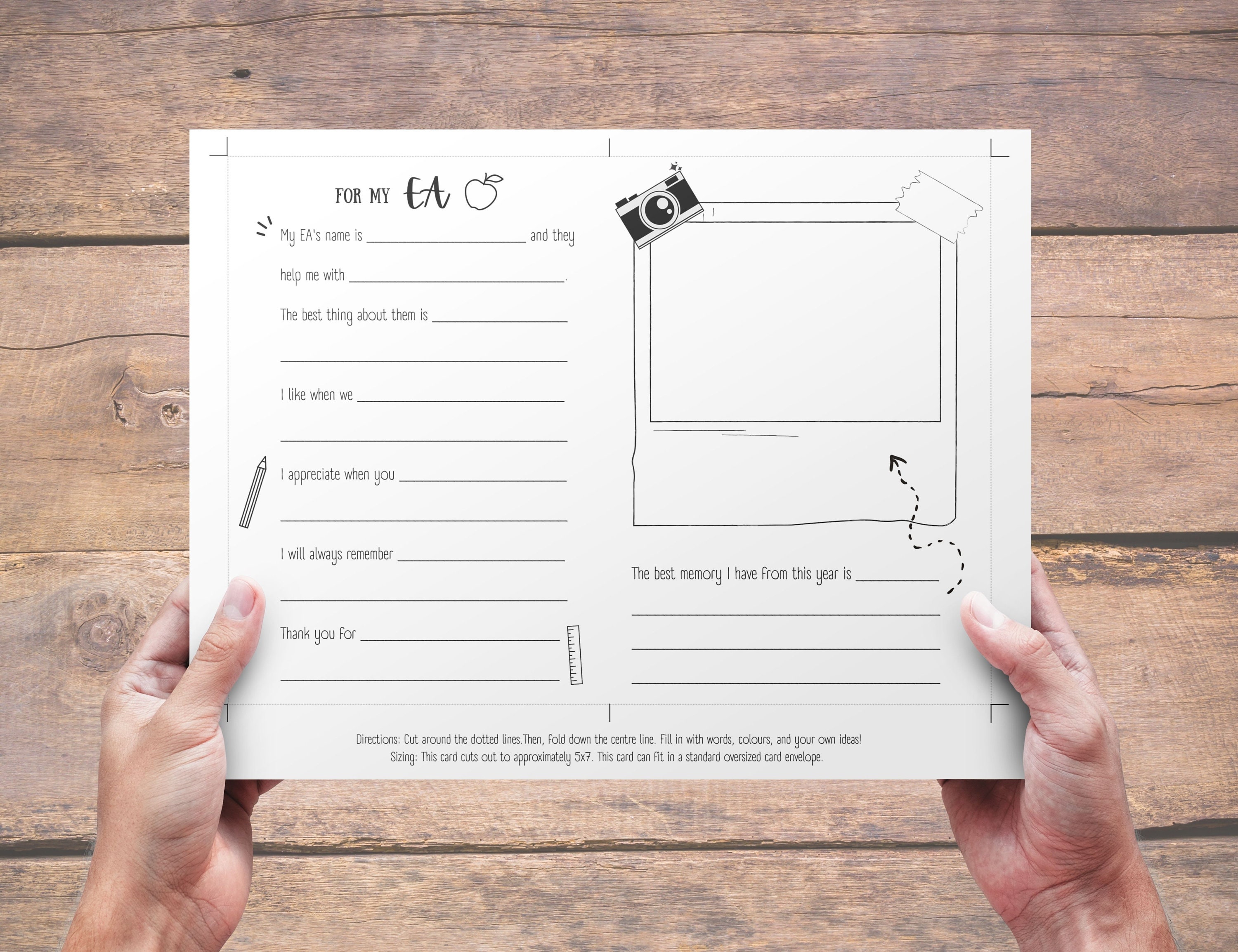 Printable Colourable Card for Educational Assistant Fill in the Blank ...