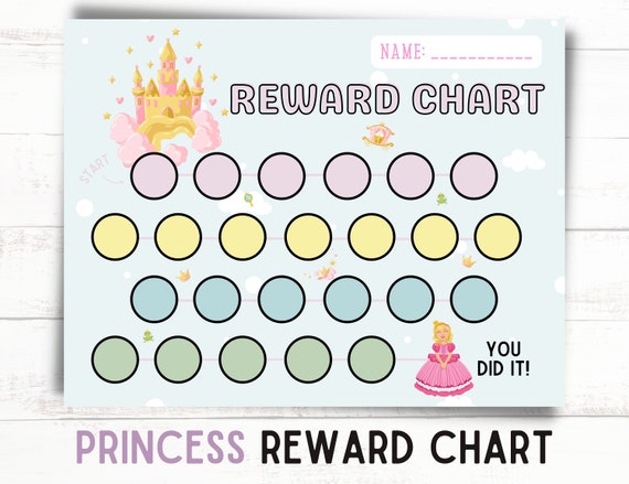 Princess Reward Chart Princess Kids Award Chart Behaviour | Etsy