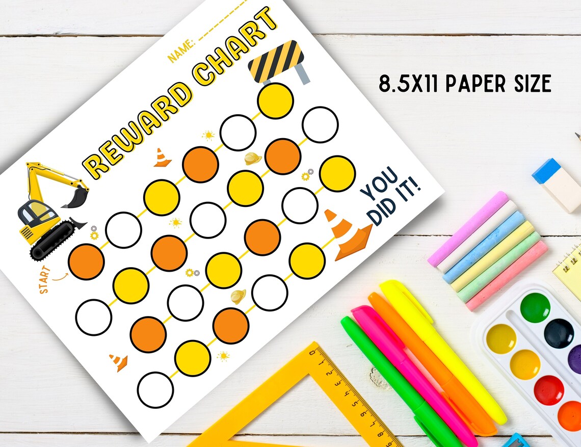 Construction Kids Reward Chart Construction Worker Award Chart Tradie ...