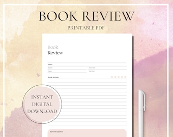 Book Review Template Digital Download Printable - Etsy