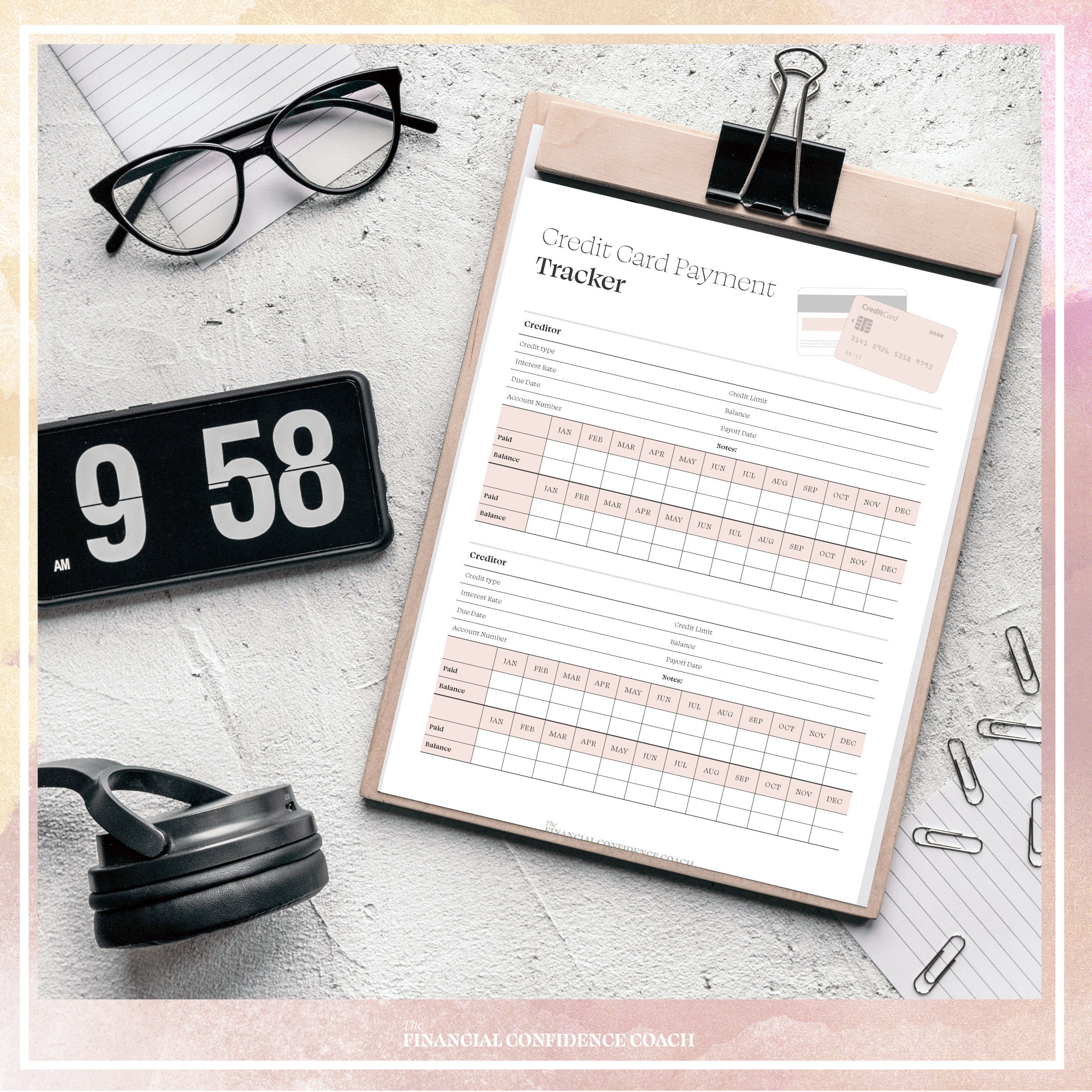 Credit Card Payment Tracker, Monthly Credit Card Payment Template, Debt ...