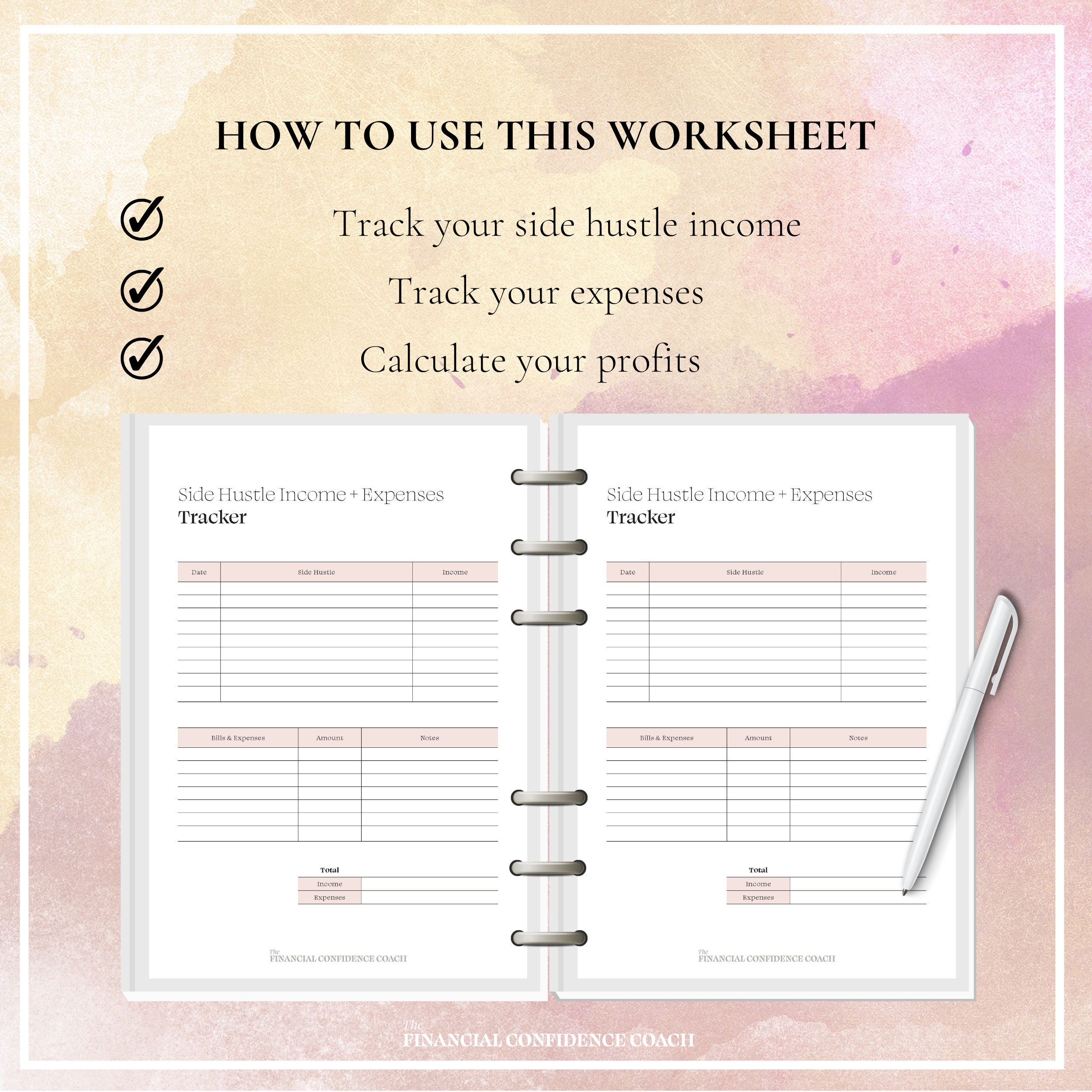 Side Hustle Tracker, Business Expenses, Small Business, Side Hustle ...