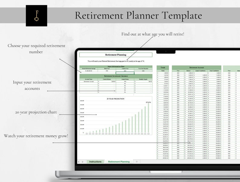 Financial Retirement Planner, for Use With Excel, Google Sheets, Expert ...