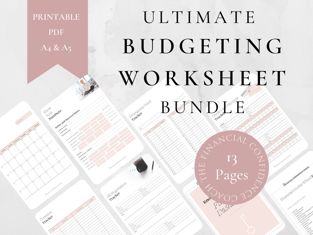 Budget Planner Bundle, Budgeting Worksheets Bundle, Finance Savings ...