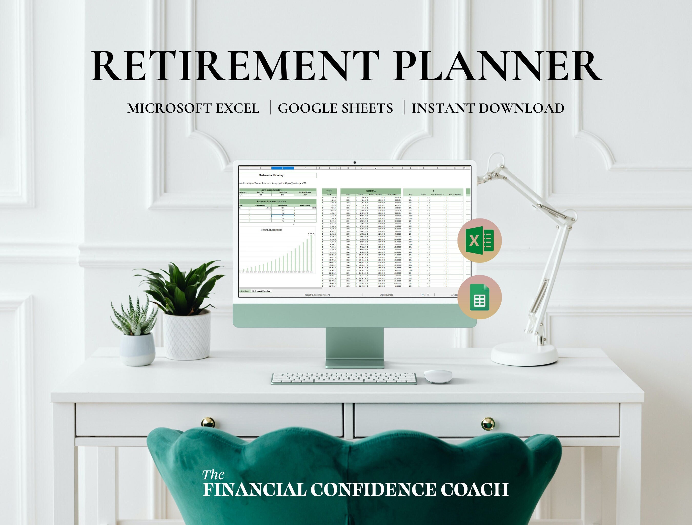 Financial Retirement Planner, for Use With Excel, Google Sheets, Expert ...
