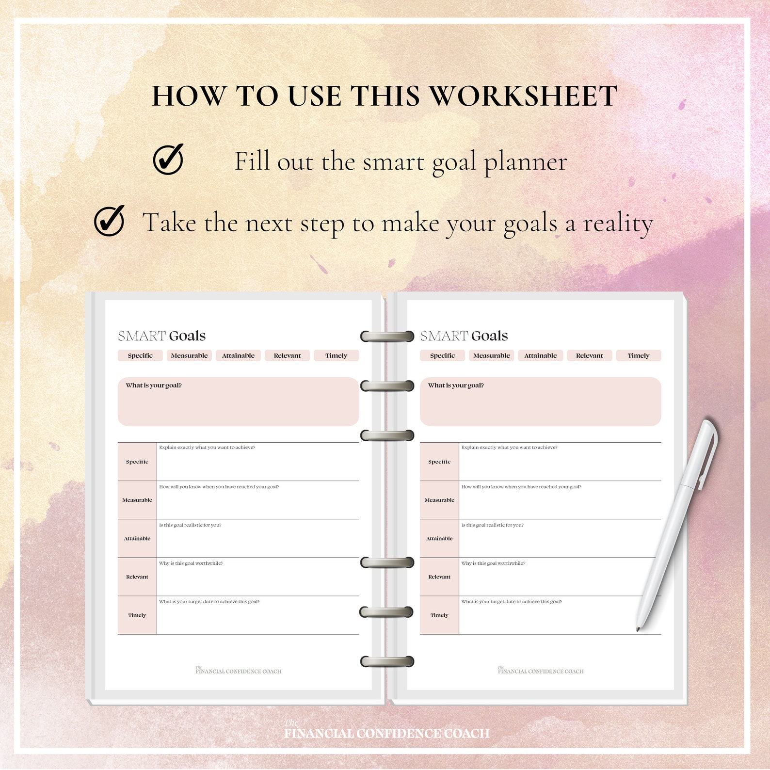 SMART Goals, SMART Goals Worksheet, SMART Goals Template, Goals Pdf ...