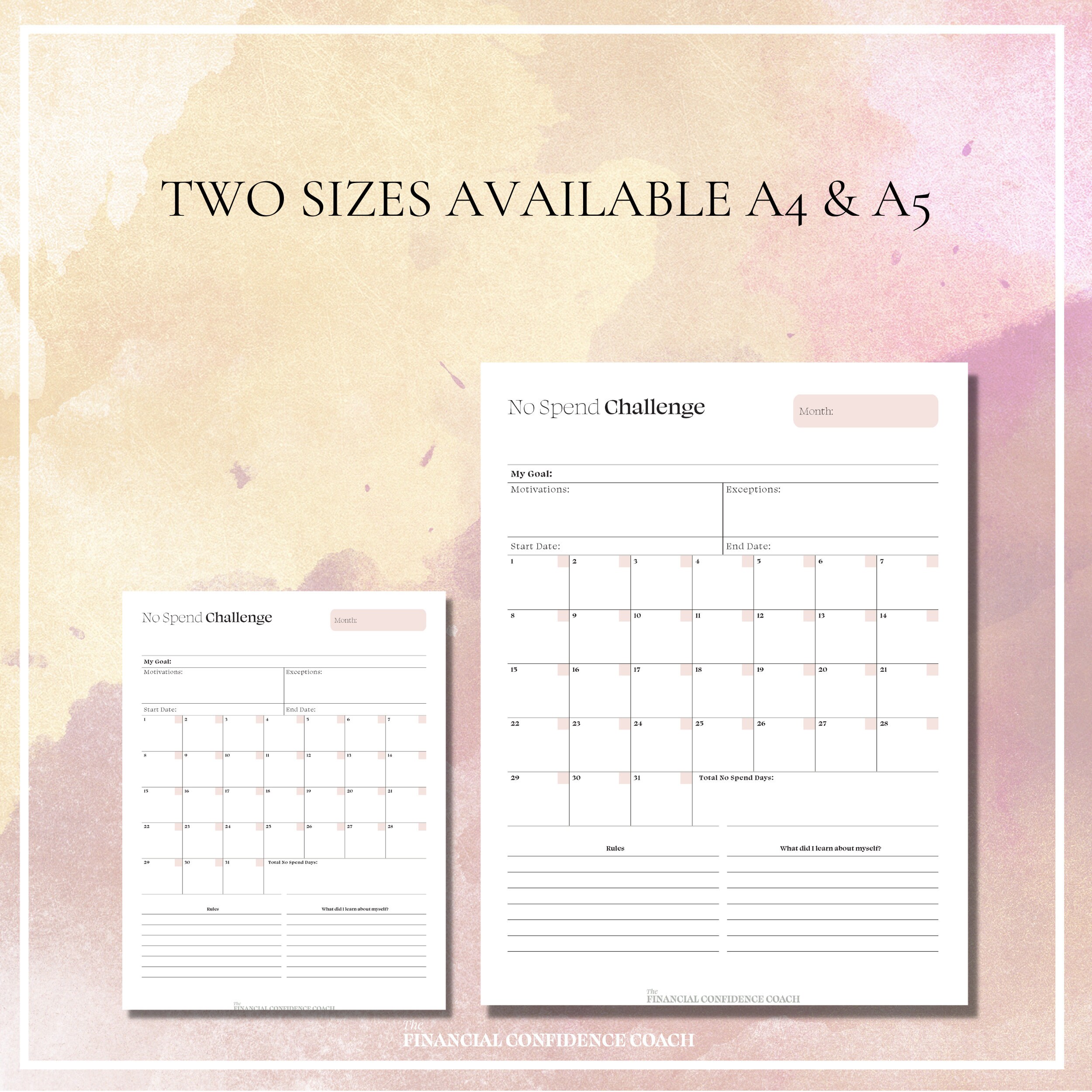 No Spend Challenge, No Spend Tracker, Printable Savings Spreadsheet ...