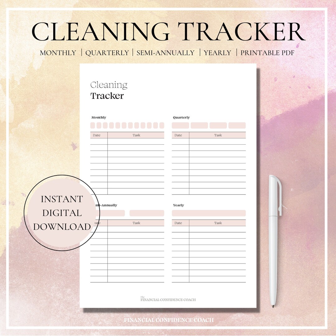 Cleaning Tracker, Weekly Cleaning Tracker, Cleaning Workbook, Cleaning ...