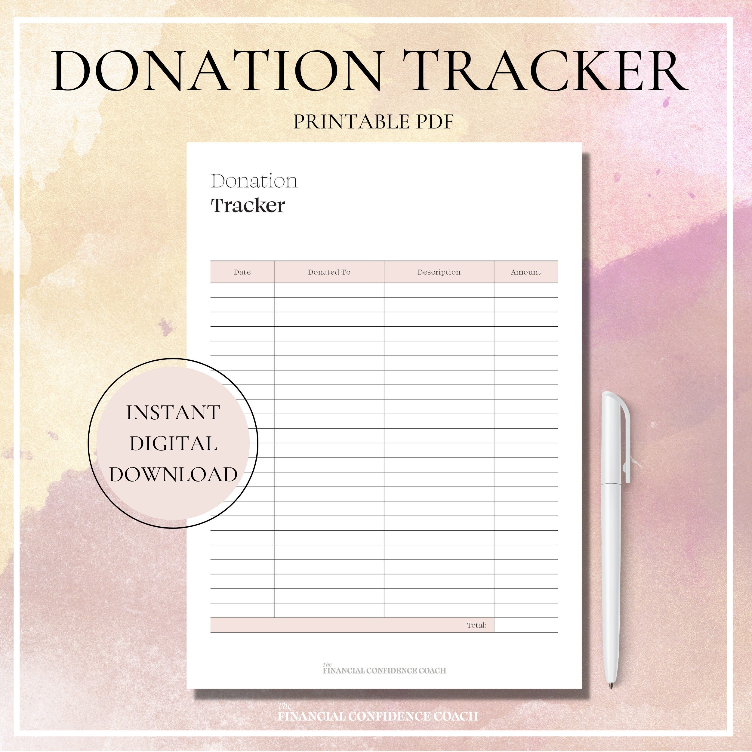 Donation Tracker, Donation Spreadsheet, Donation Tracking, Track My ...