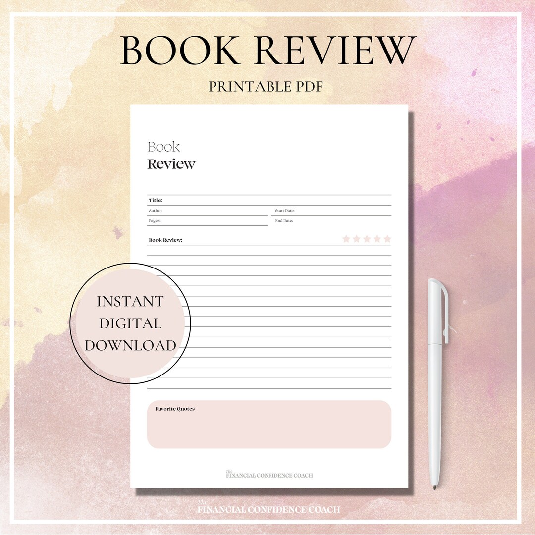 Book Review Template, Book Review, Book Club Review Sheet, Book Club ...
