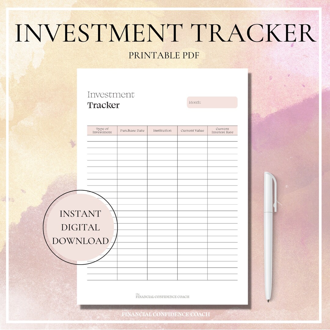 Investment Tracker, Investment PDF, Investment Workbook, Savings ...