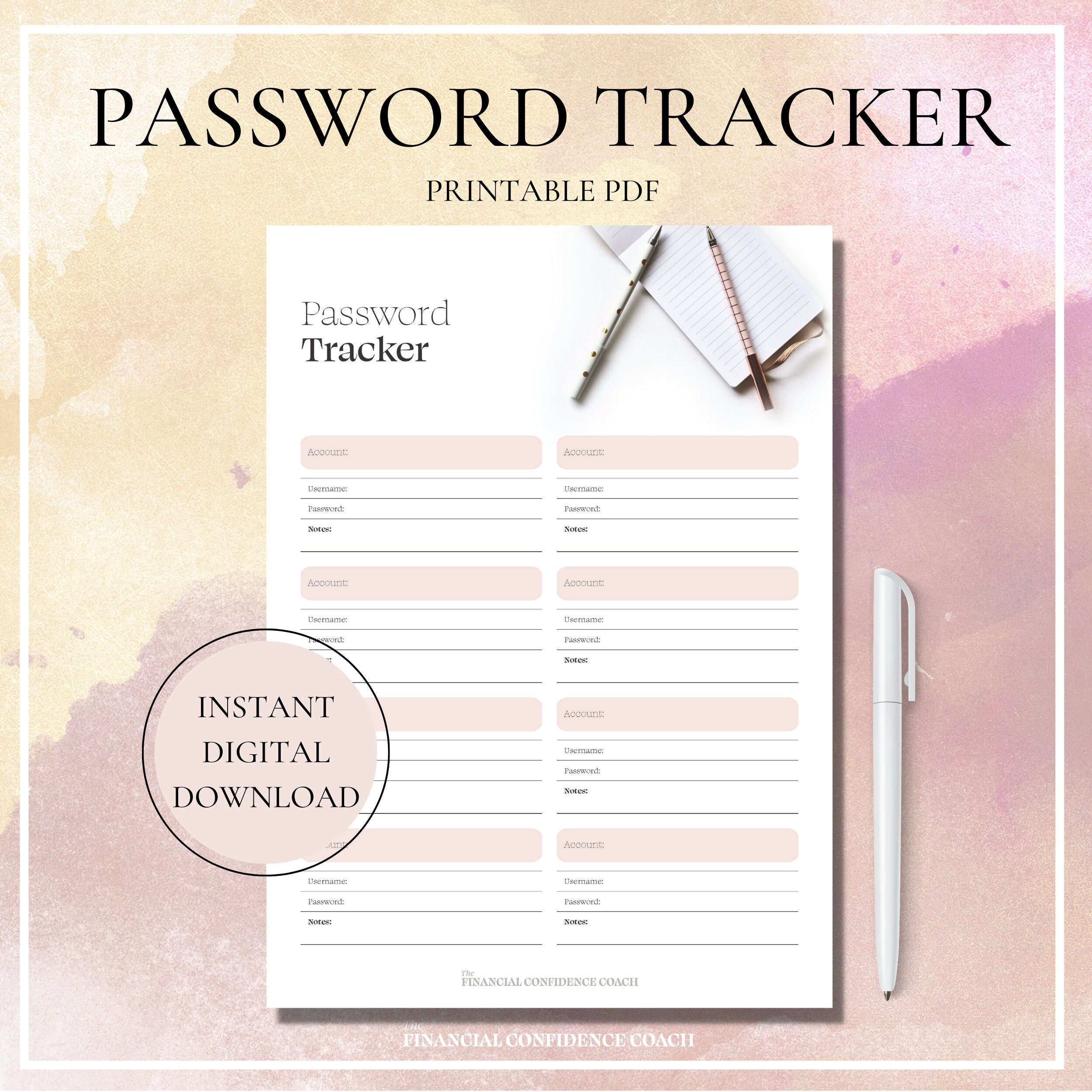 Password Tracker Template Password Tracker PDF Password - Etsy