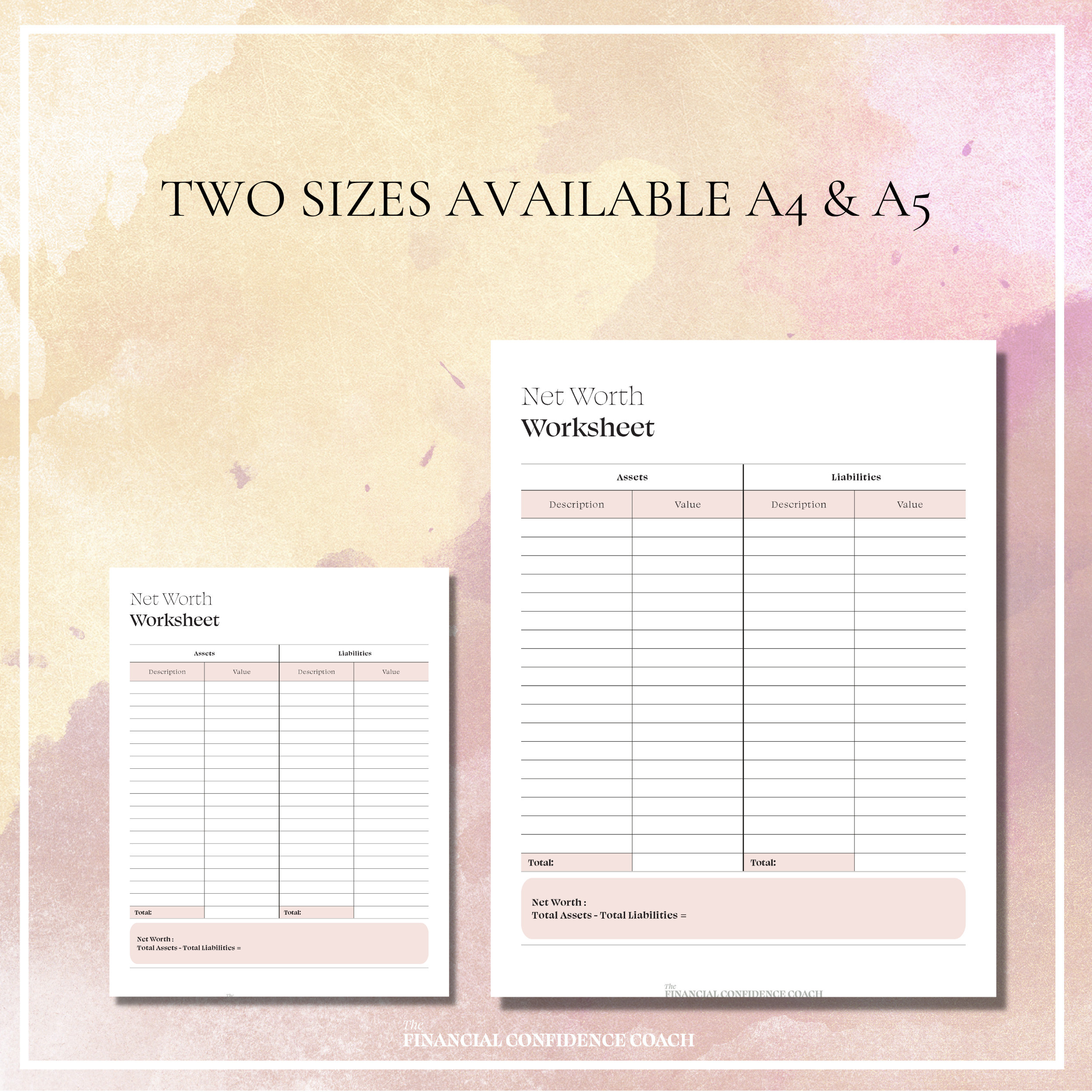 Net Worth Worksheet, Tracker, Net Worth Calculator, Financial Dashboard ...