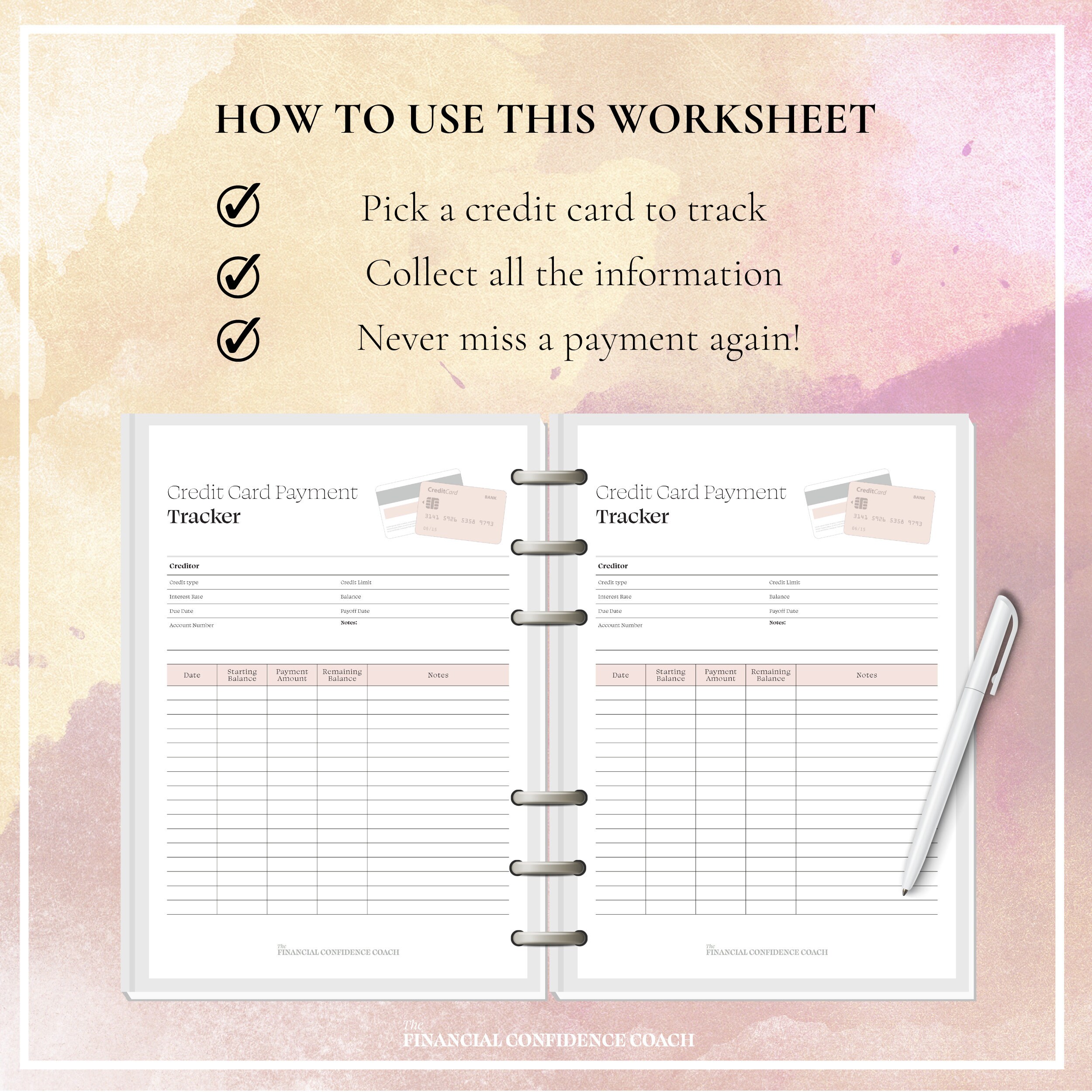 Credit Card Payment Tracker, Debt Payment Tracker, Credit Card Payment ...