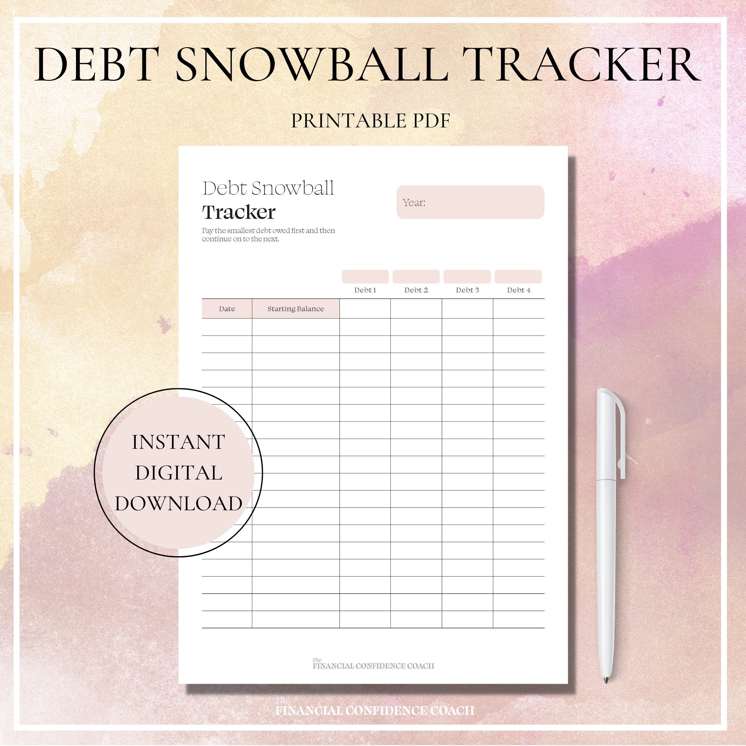 Debt Payoff Tracker, Debt Snowball, Debt Snowball Tracker, Debt ...