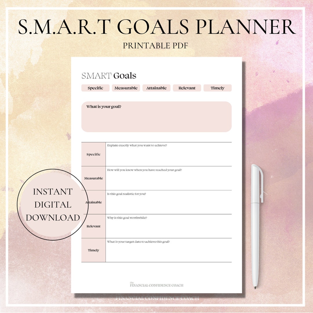 SMART Goals, SMART Goals Worksheet, SMART Goals Template, Goals Pdf ...