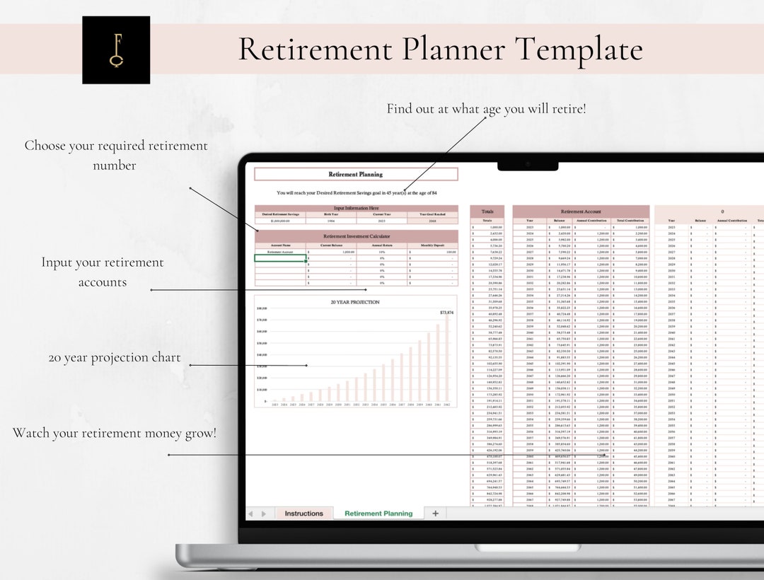 Financial Retirement Planner, for Use With Excel, Google Sheets, Expert ...