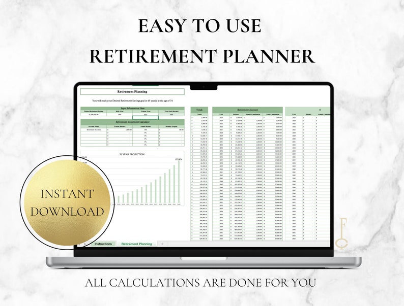 Financial Retirement Planner, for Use With Excel, Google Sheets, Expert ...