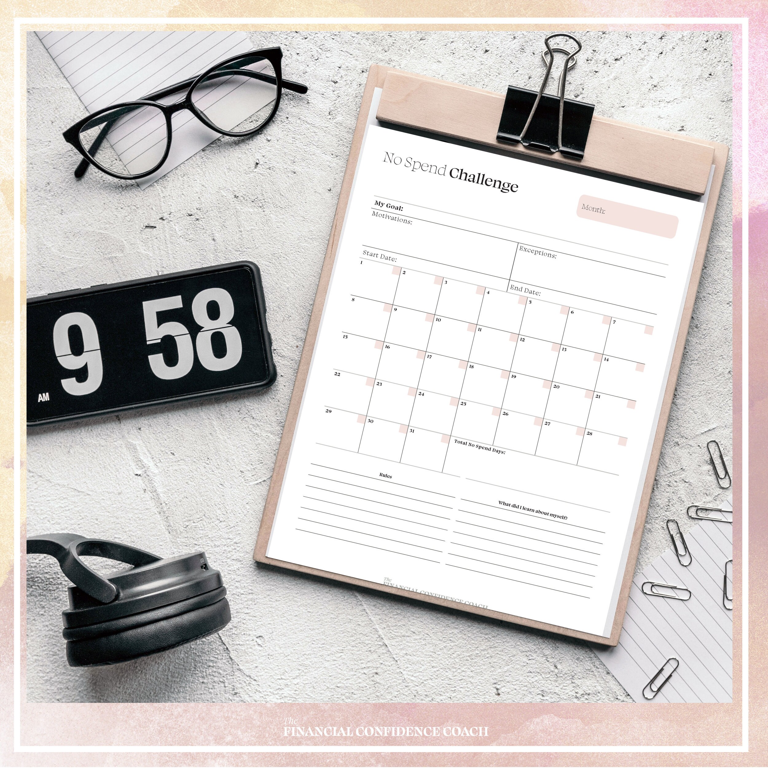 No Spend Challenge, No Spend Tracker, Printable Savings Spreadsheet ...