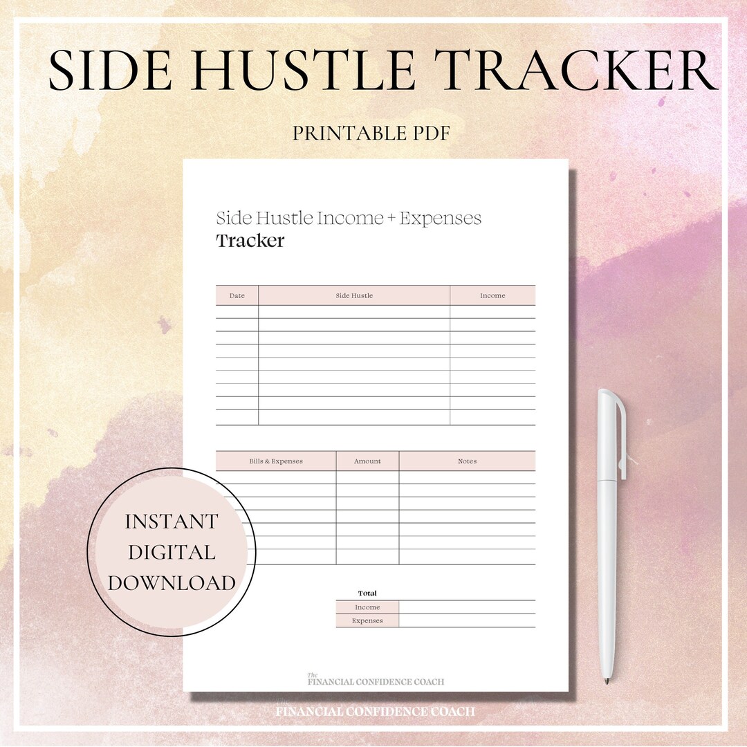 Side Hustle Tracker, Business Expenses, Small Business, Side Hustle ...