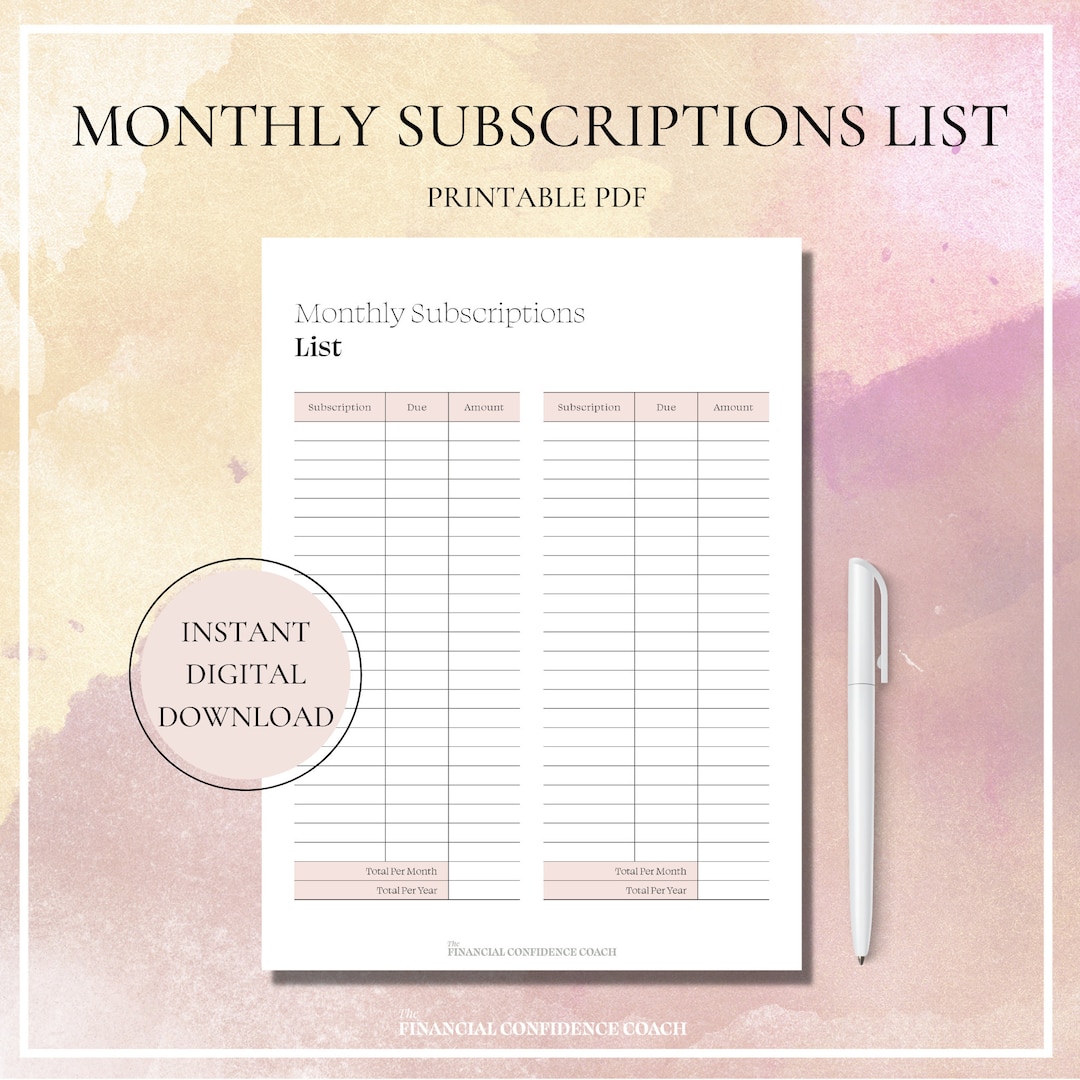 Monthly Subscription, Monthly Subscription List, My Monthly ...