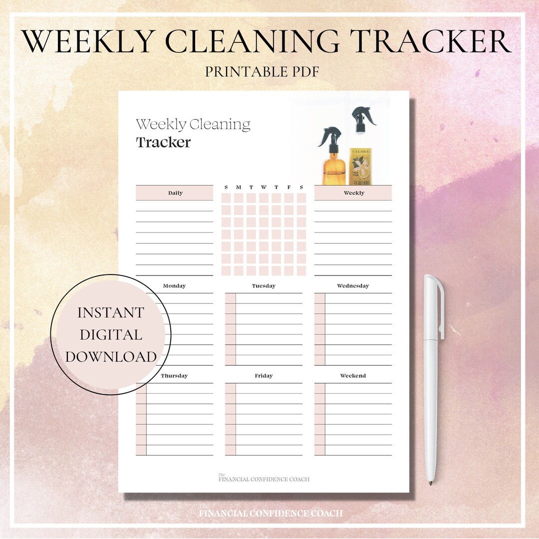 Weekly Cleaning Schedule, Weekly Cleaning Tracker, Cleaning Schedule ...