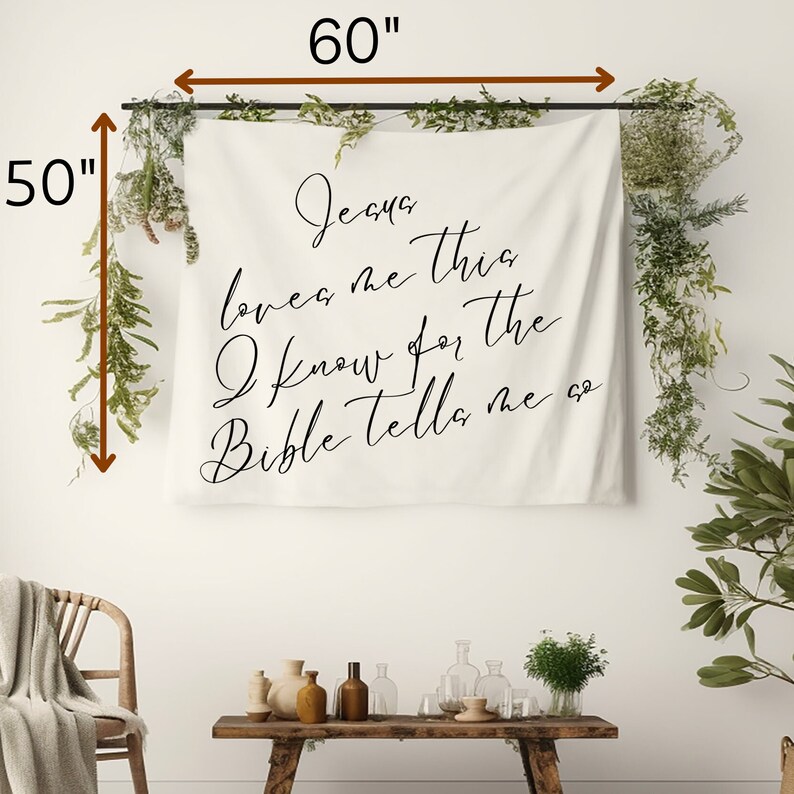 Jesus Loves Me, Christian Tapestry, Bible Verse Banner, Bible Verse ...