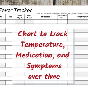 Printable Fever Tracker, Illness Tracking Chart - Medication and ...