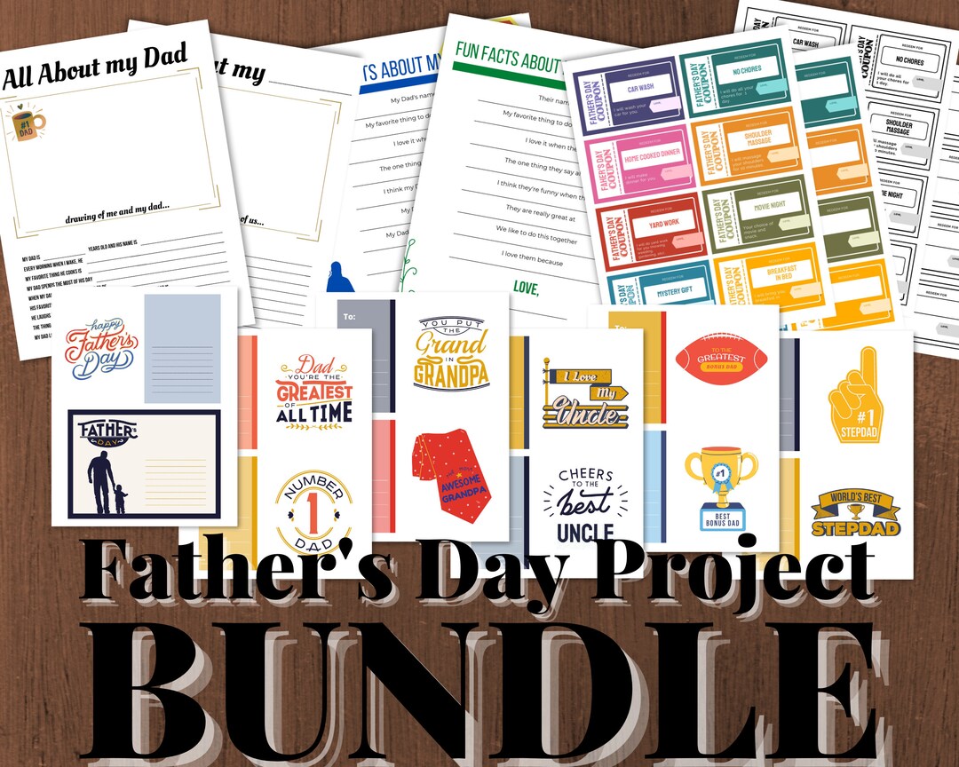 BUNDLE Father's Day Printables, Crafts for Dad, Cards, Coupons ...