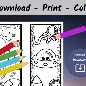 Outer Space Bookmarks, Printable Coloring Bookmark, Kid and Adult ...