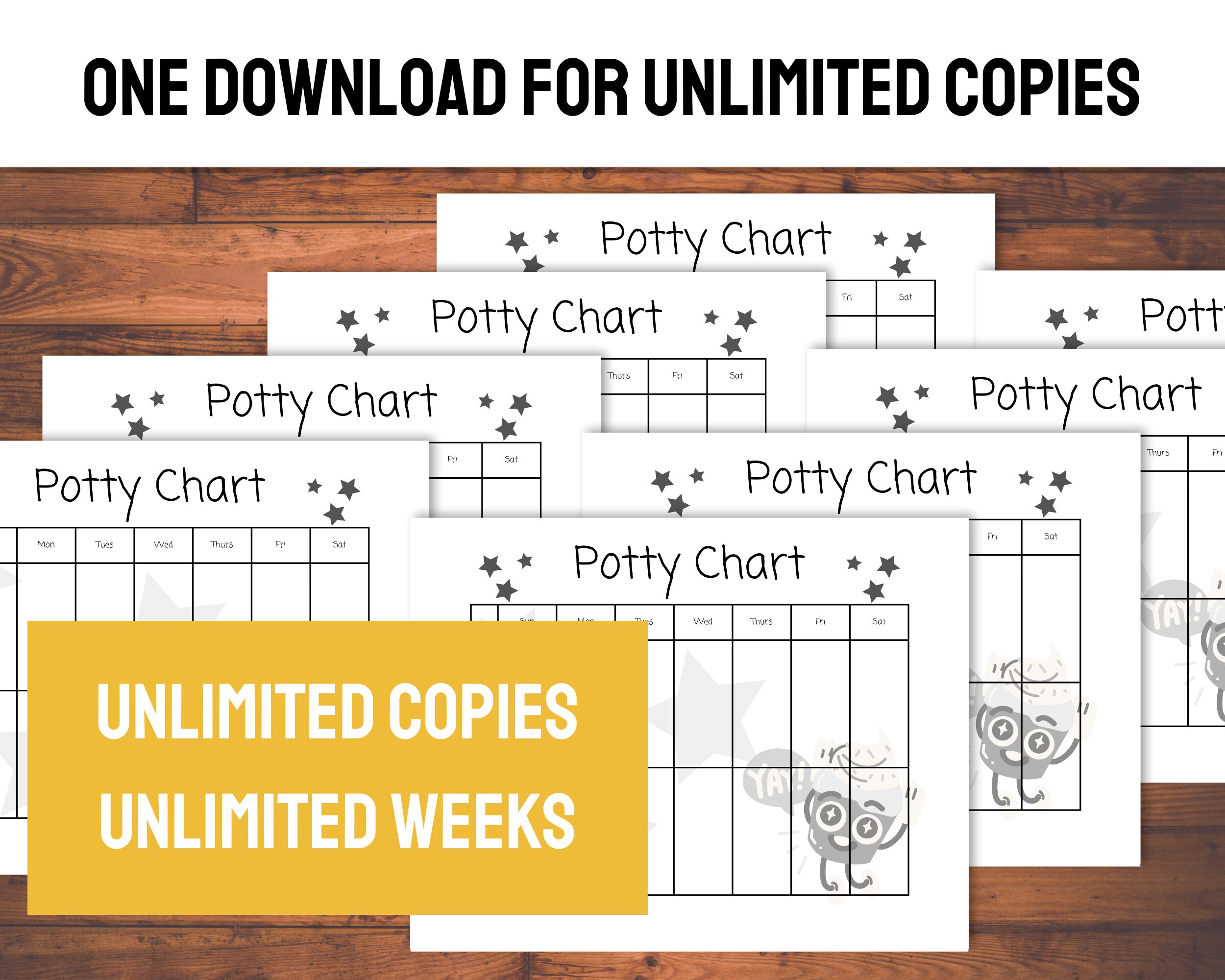 Weekday Potty Training Tracker Printable, Potty Chart, Simple Toilet ...