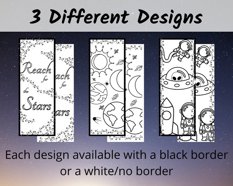 Outer Space Bookmarks, Printable Coloring Bookmark, Kid and Adult ...