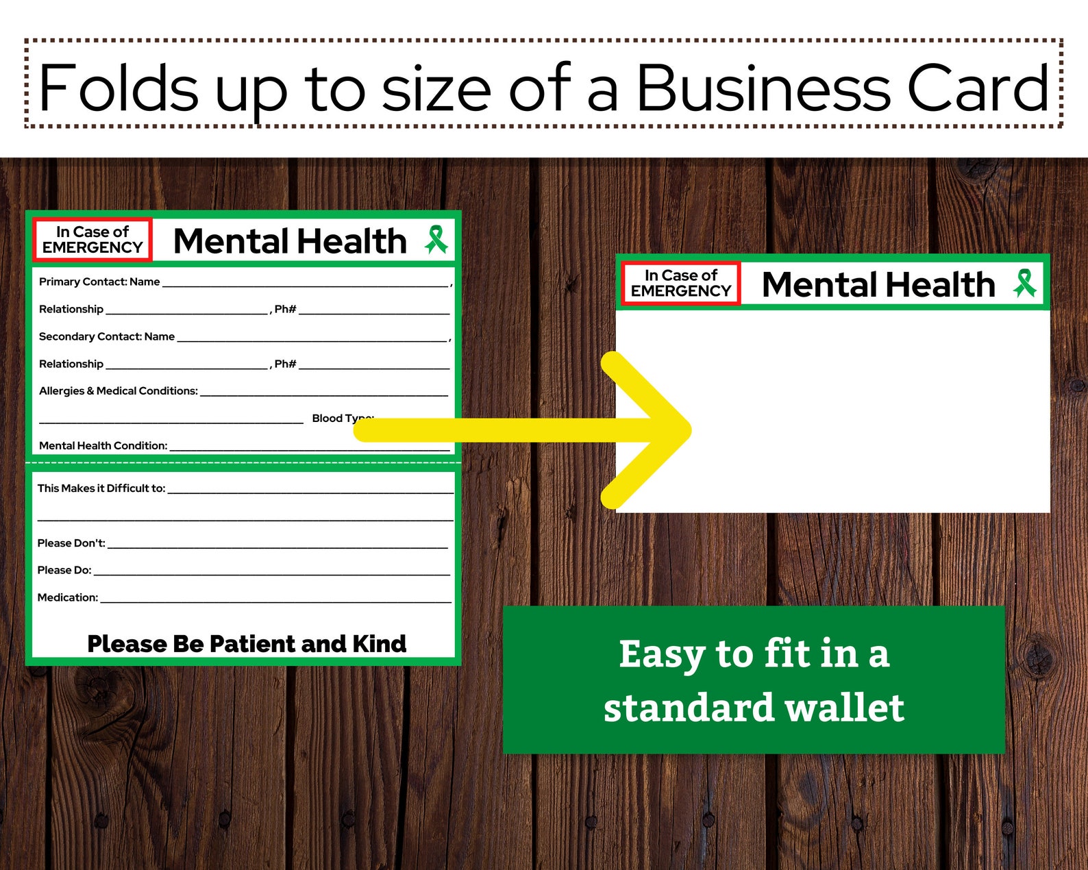 Mental Health in Case of Emergency Card Printable, ICE Card, Printable ...