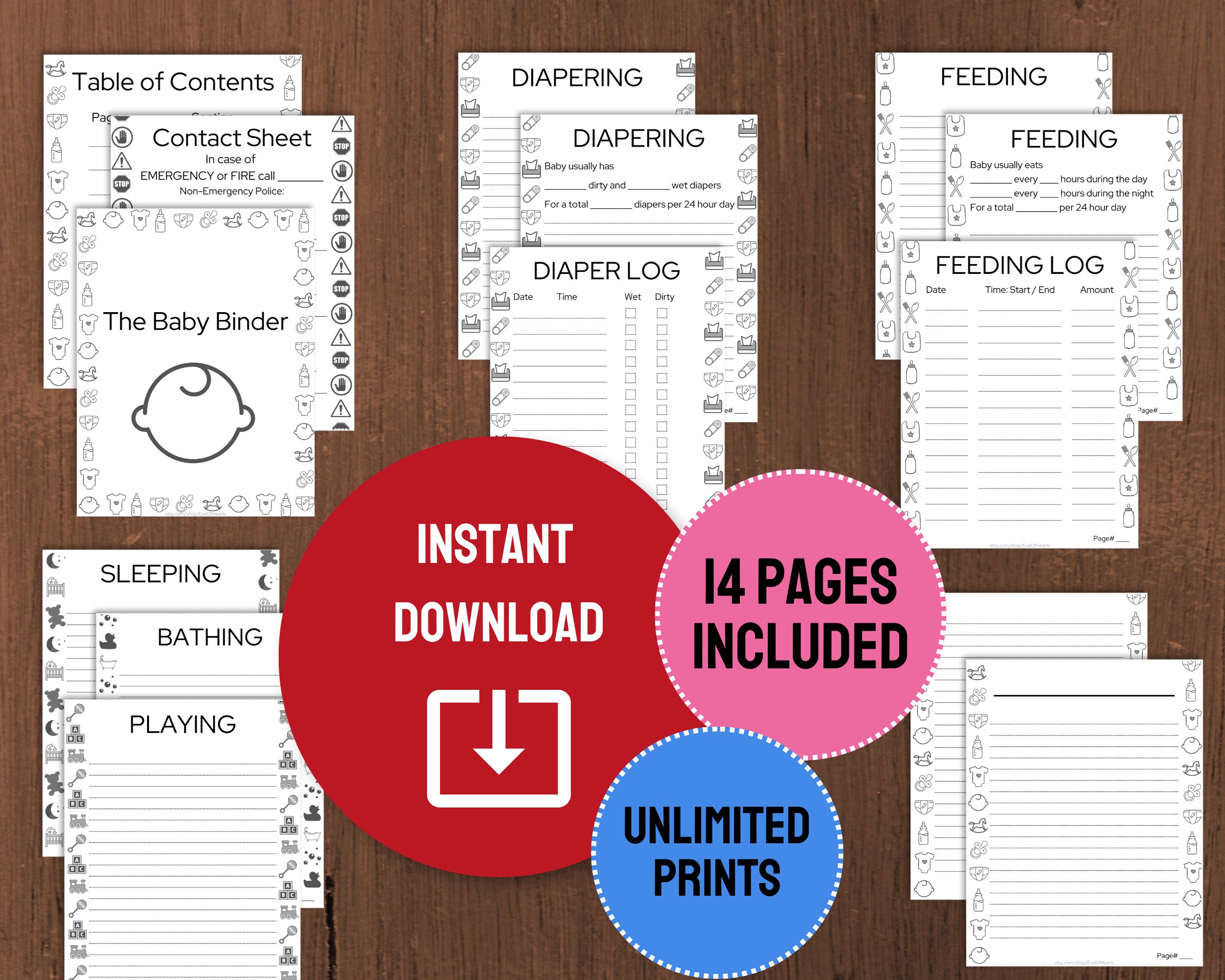 Baby Binder Printable, Babysitter Log, Baby Instructions, Date Night ...