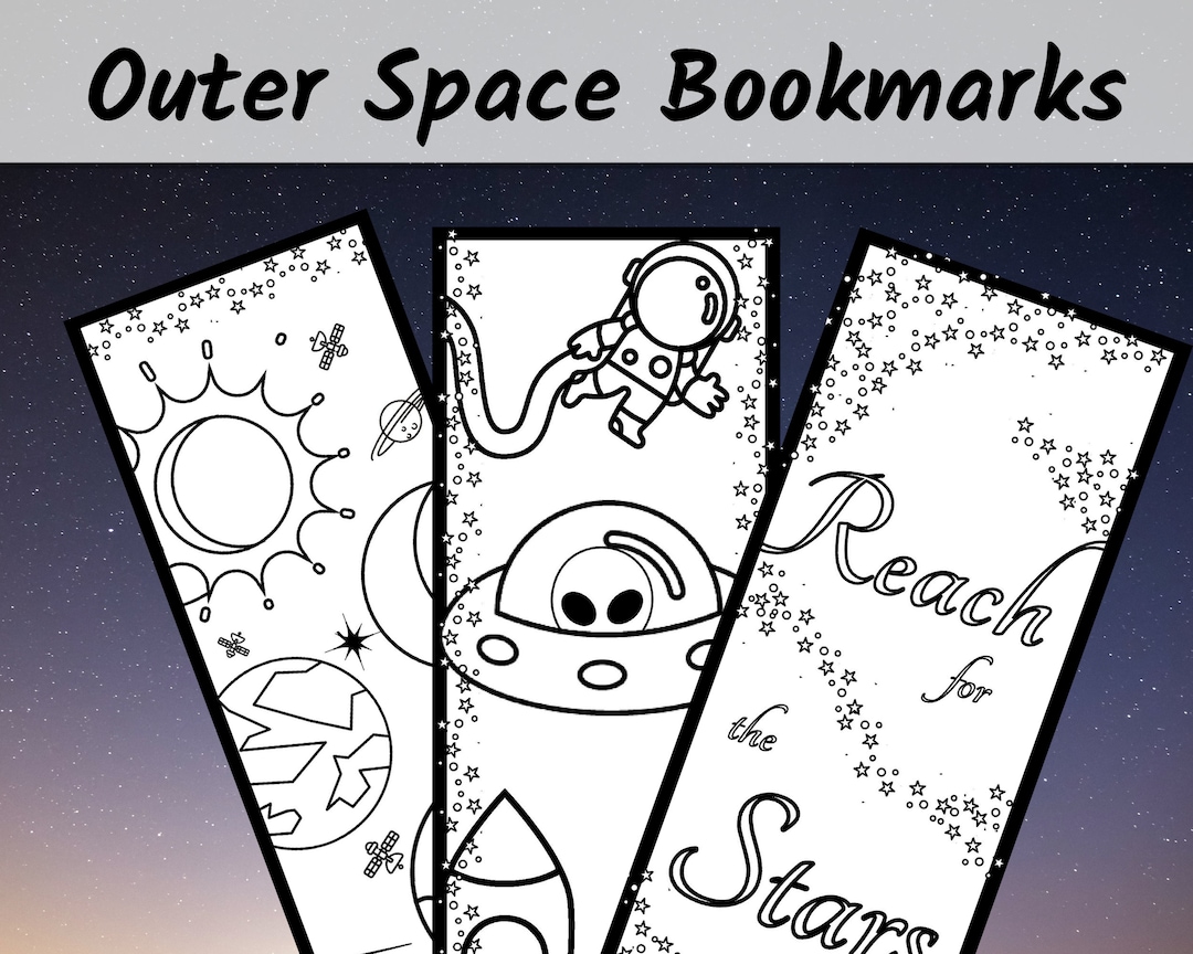 Outer Space Bookmarks, Printable Coloring Bookmark, Kid and Adult ...