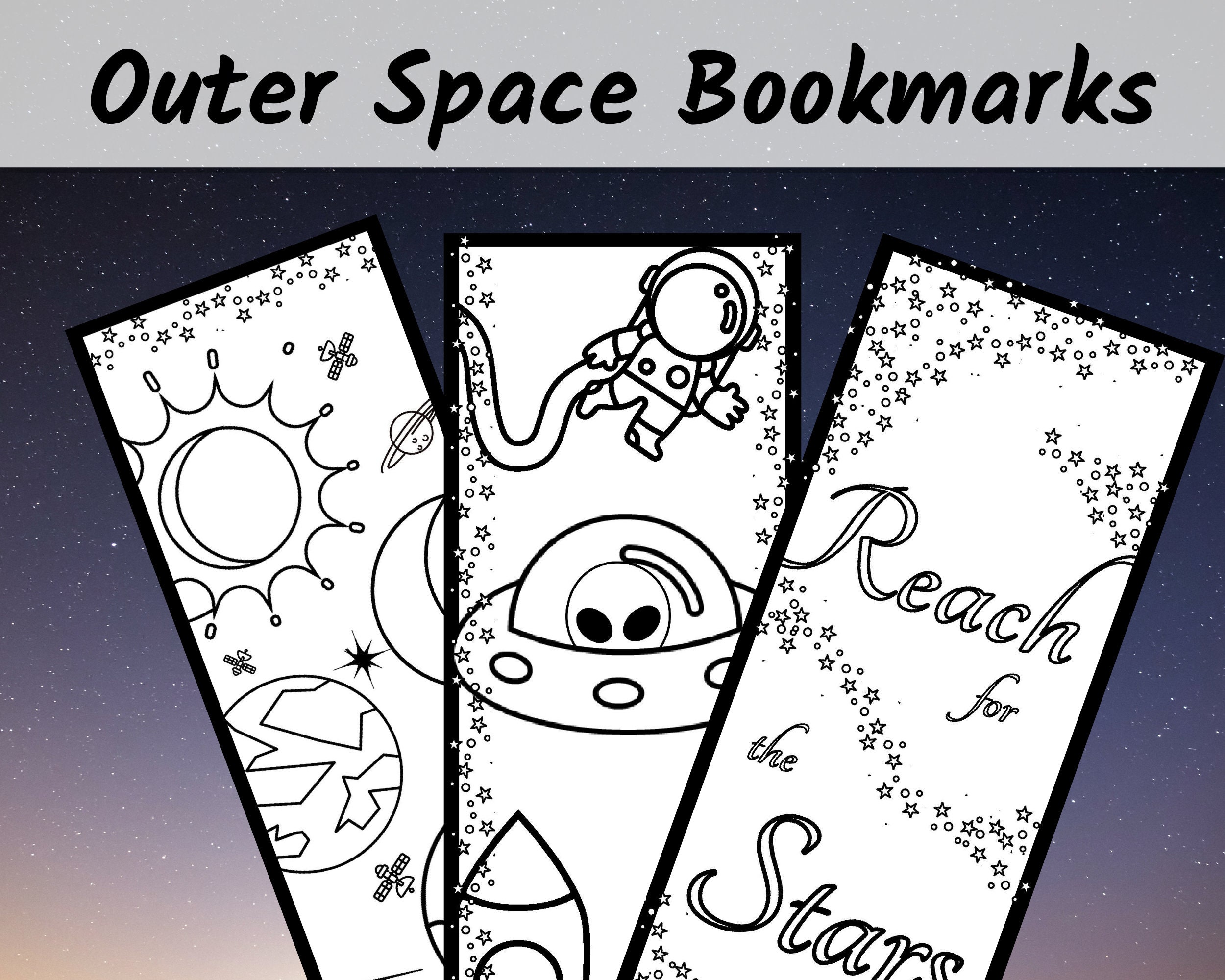 Outer Space Bookmarks, Printable Coloring Bookmark, Kid and Adult ...