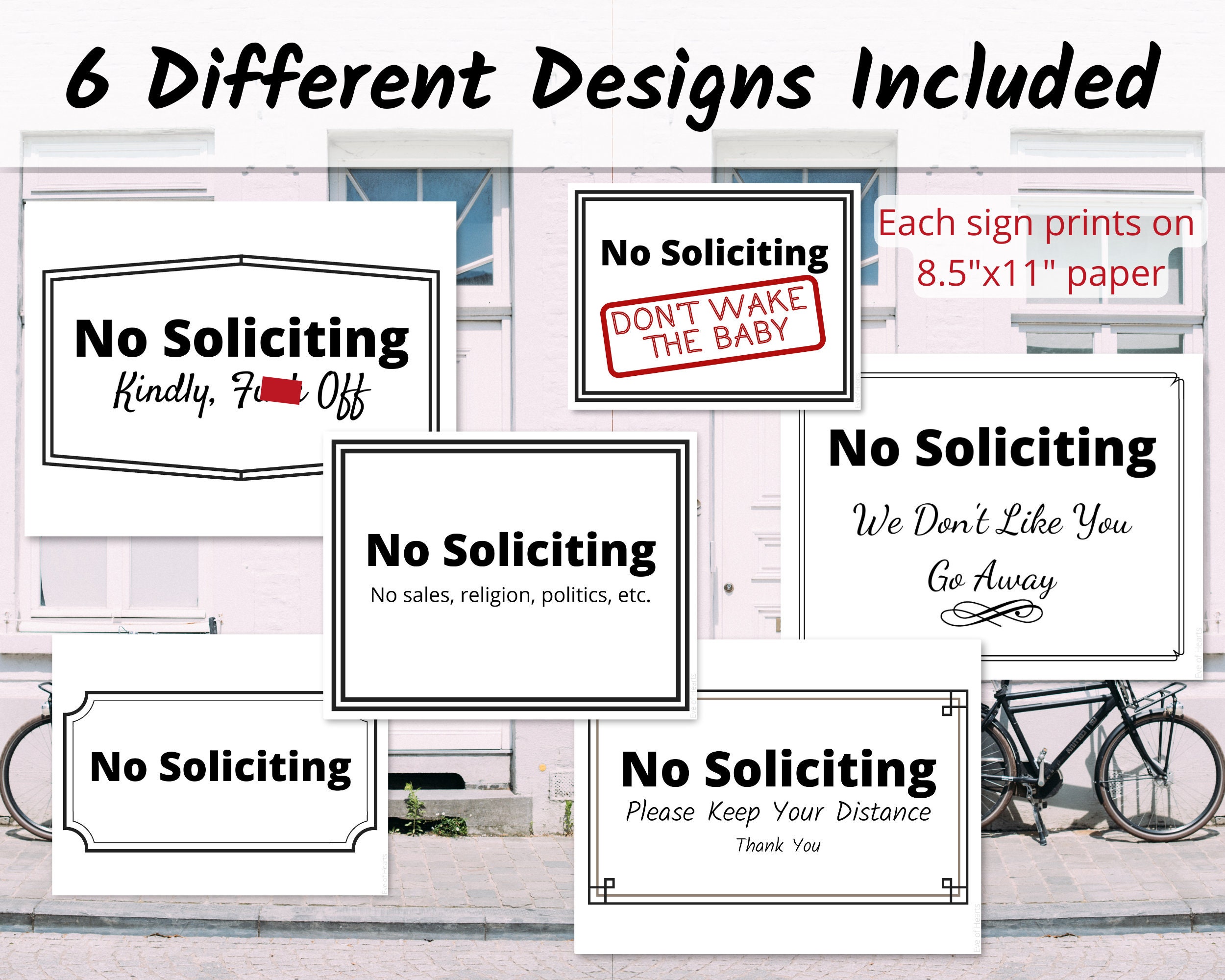 No Soliciting Sign, Printable Door Sign, No Sales, Sleeping Baby, Go ...