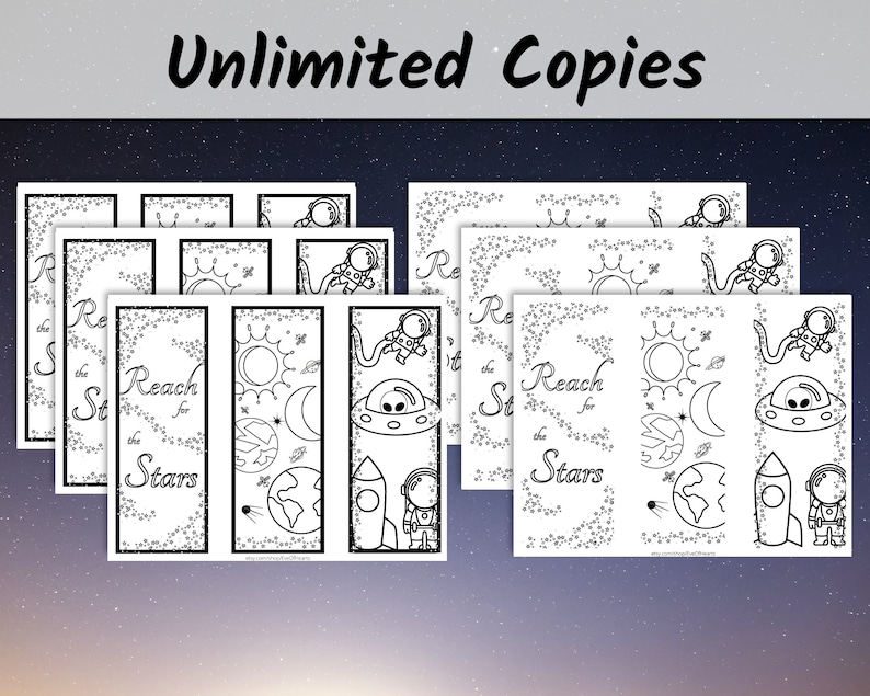 Outer Space Bookmarks, Printable Coloring Bookmark, Kid and Adult ...