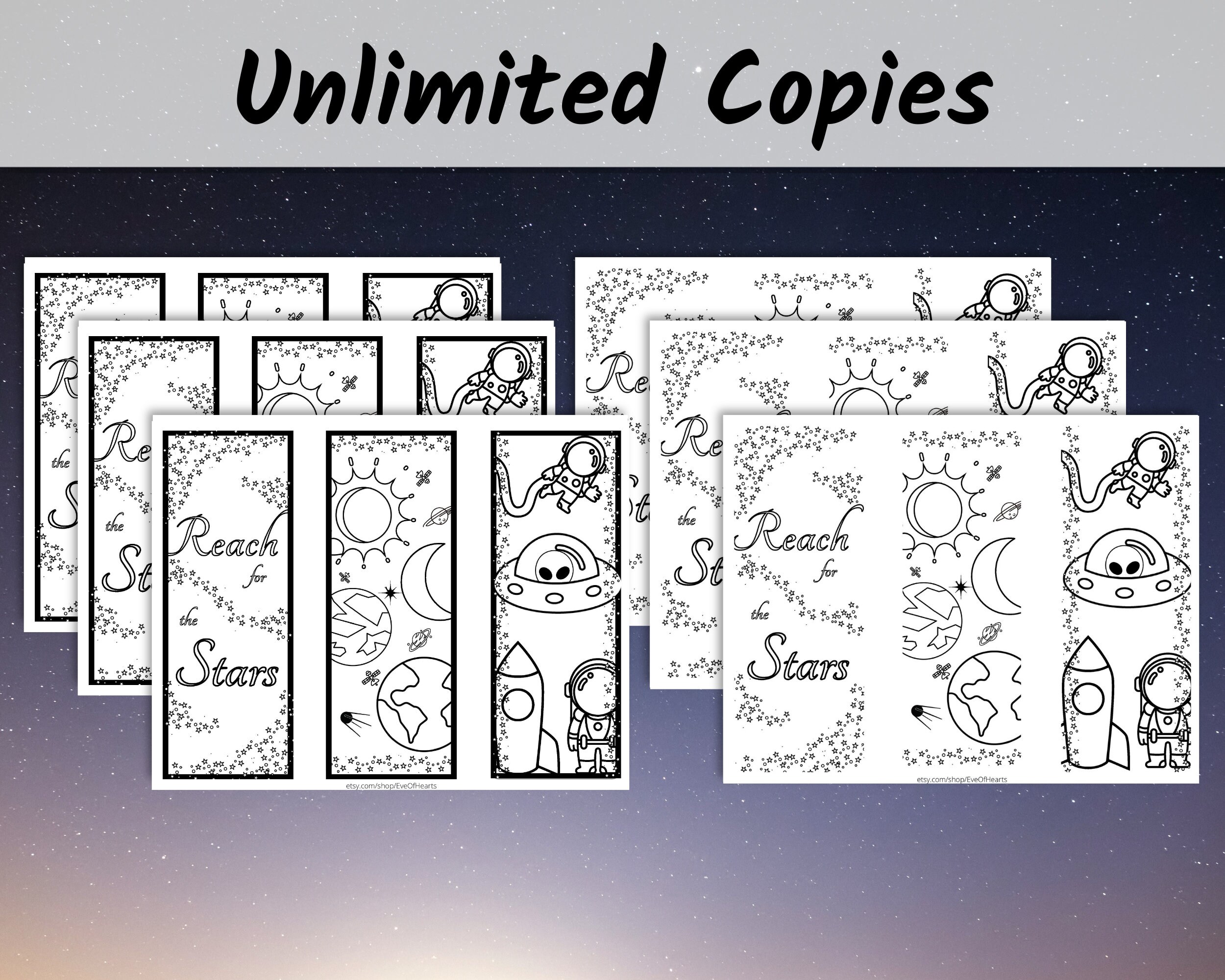 Outer Space Bookmarks, Printable Coloring Bookmark, Kid and Adult ...