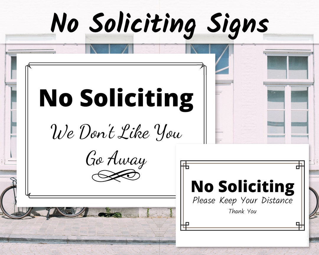 No Soliciting Sign, Printable Door Sign, No Sales, Sleeping Baby, Go ...