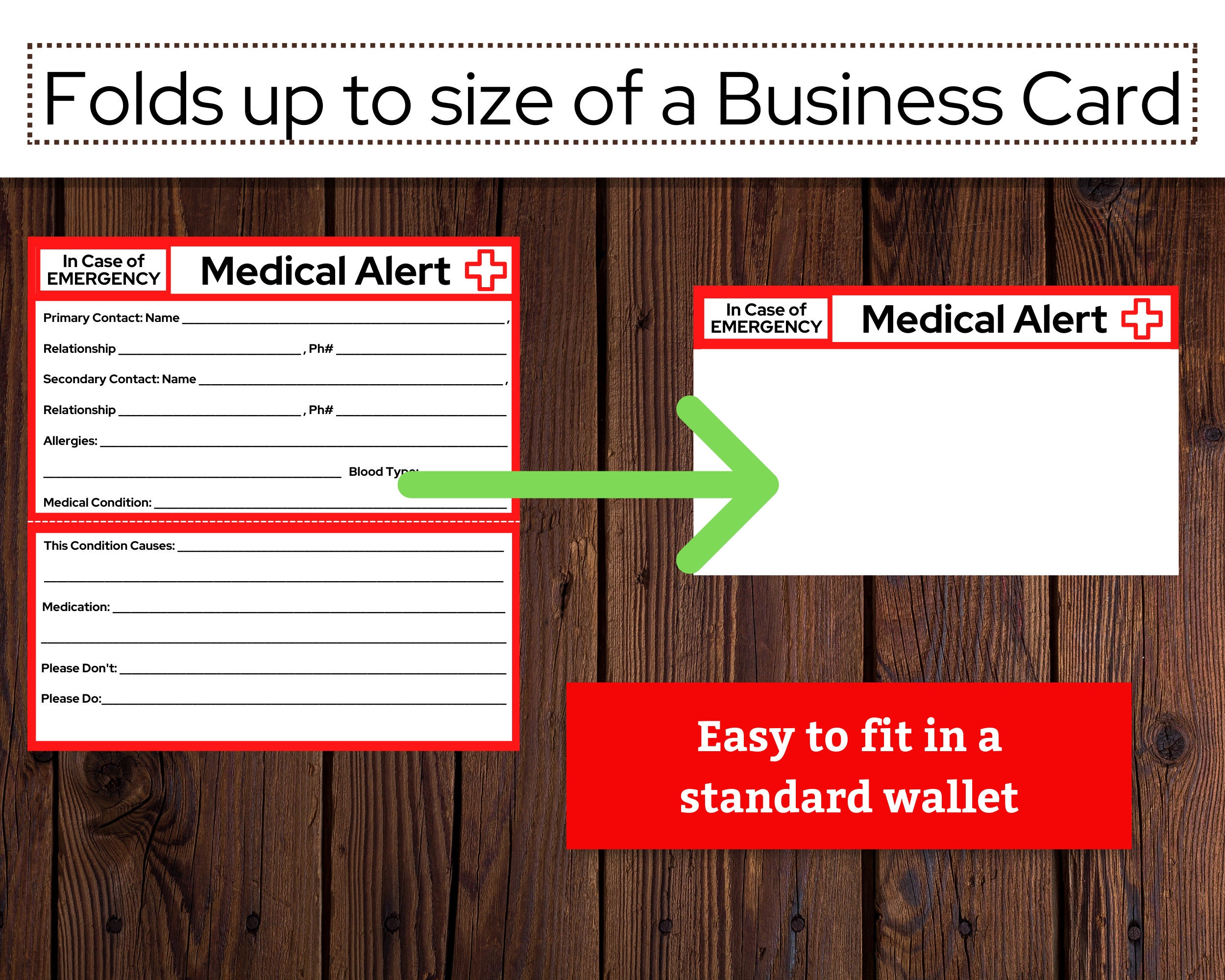 Medical Alert in Case of Emergency Card Printable, ICE Card, Printable ...
