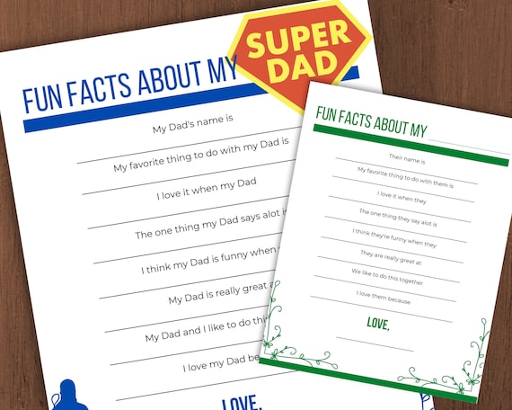 Father's Day Questionnaire Printable Fun Facts About Dad | Etsy