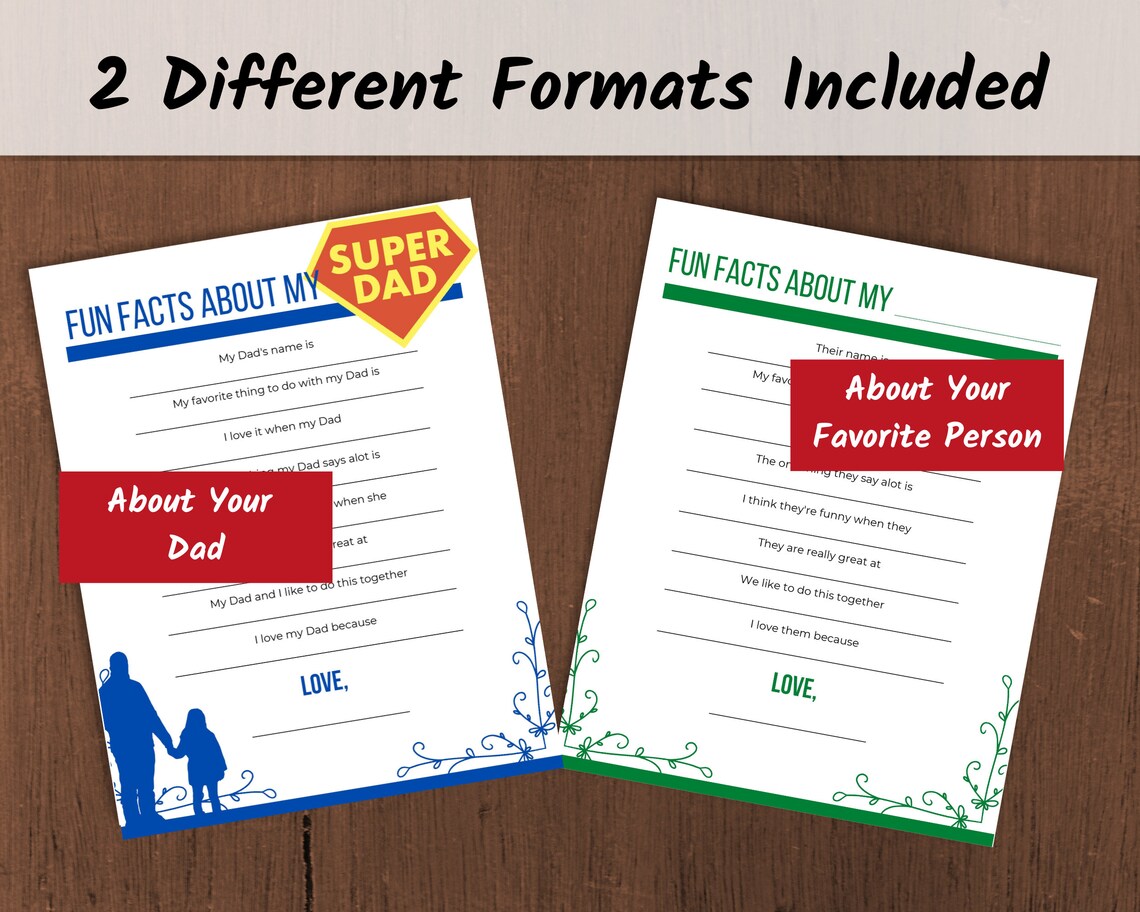 Father's Day Questionnaire Printable Fun Facts About Dad - Etsy