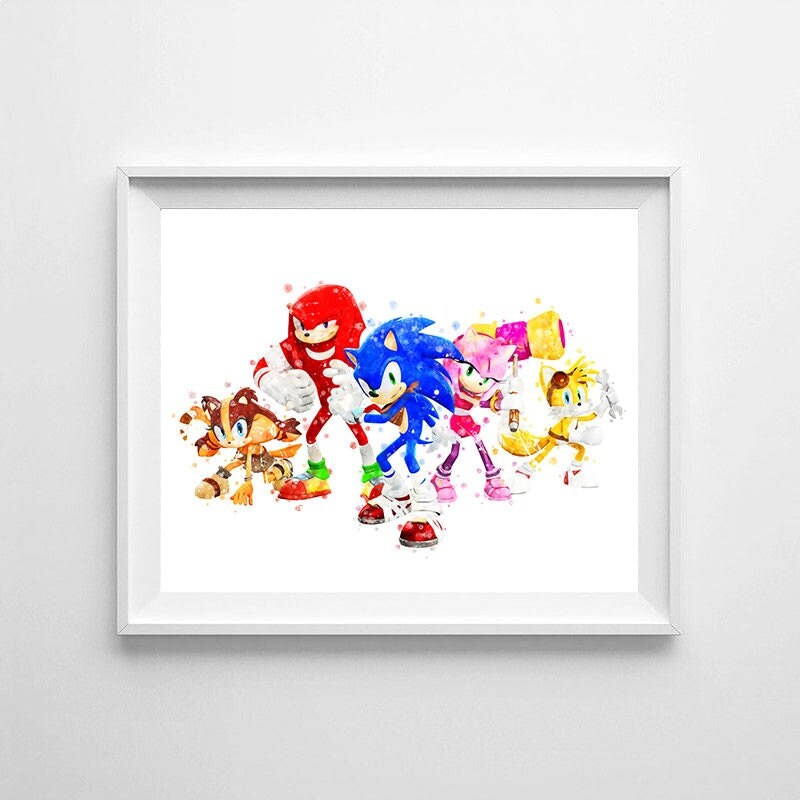 Sonic the Hedgehog Set of 6 Art Print Sonic Watercolor Printable Sonic ...