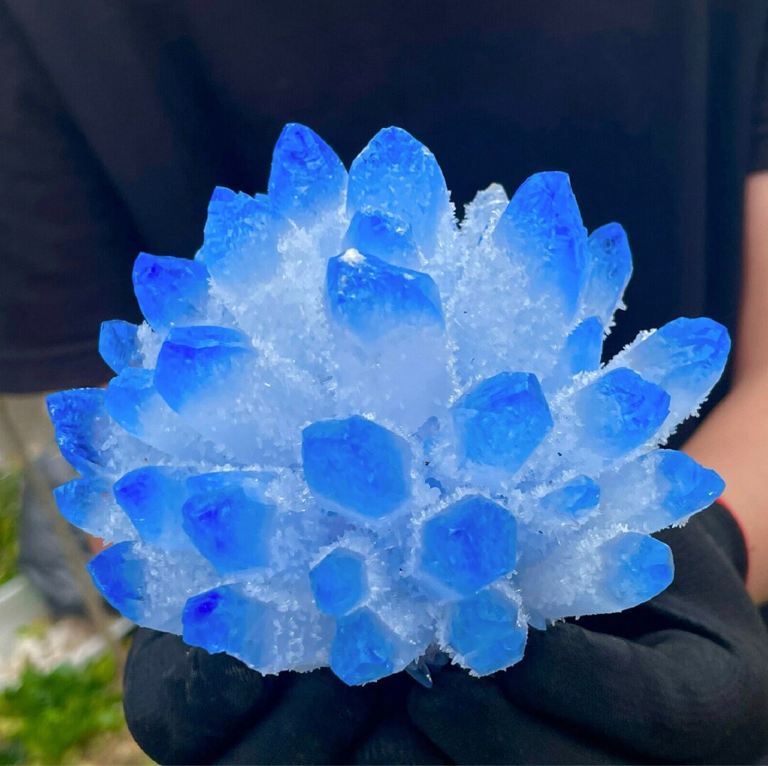 Really Rare Blue Quartz Crystal Cluster, Beautiful Phantom Crystal ...