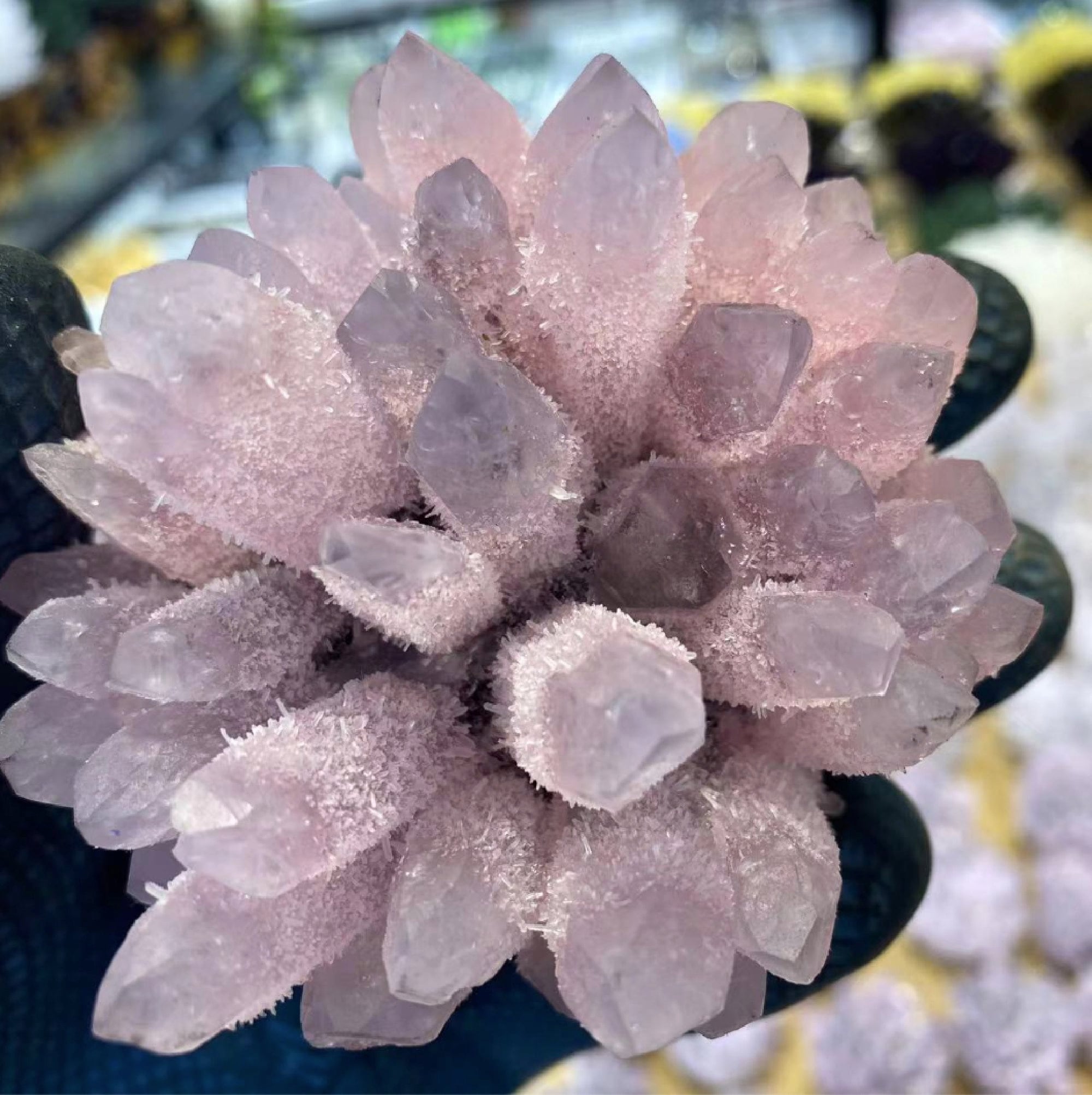 Natural Rose Crystal Cluster, Flower Quartz Crystal Cluster, Energy ...